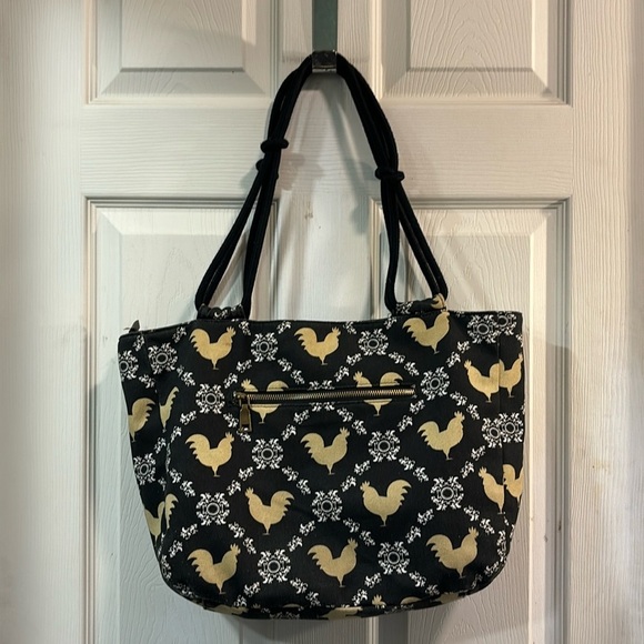 Farmhouse Is My Style | Bags | Farmhouse Rooster Black Gold Open Tote ...